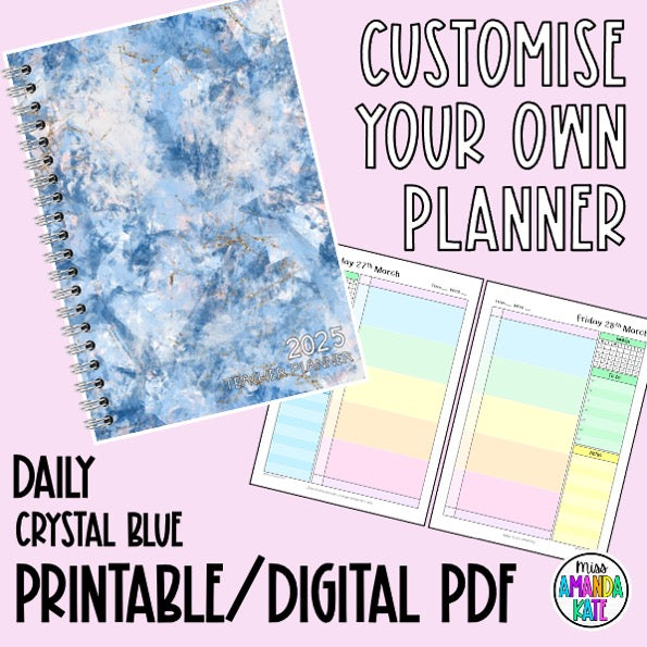 2025 Crystal Blue DAILY Printable Planner - DIGITAL DOWNLOAD – Miss ...