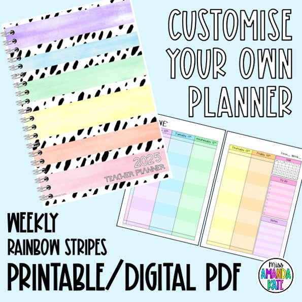 2025 Rainbow Stripes WEEKLY Printable Planner - DIGITAL DOWNLOAD – Miss ...