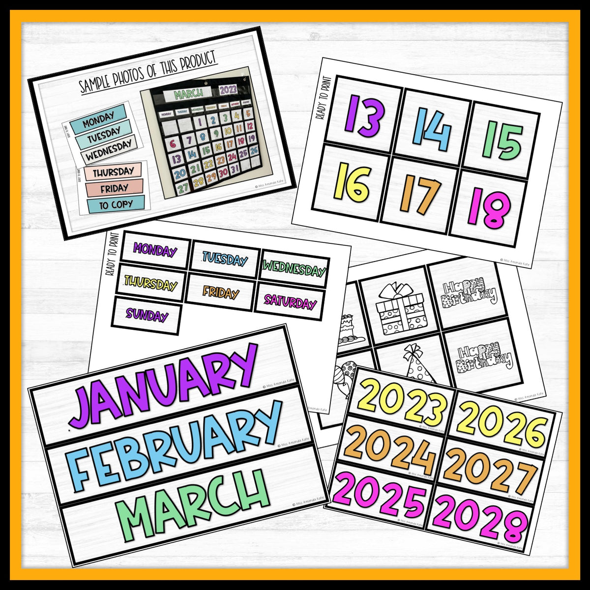 Classroom Calendar Display - DIGITAL DOWNLOAD – Miss Amanda Kate