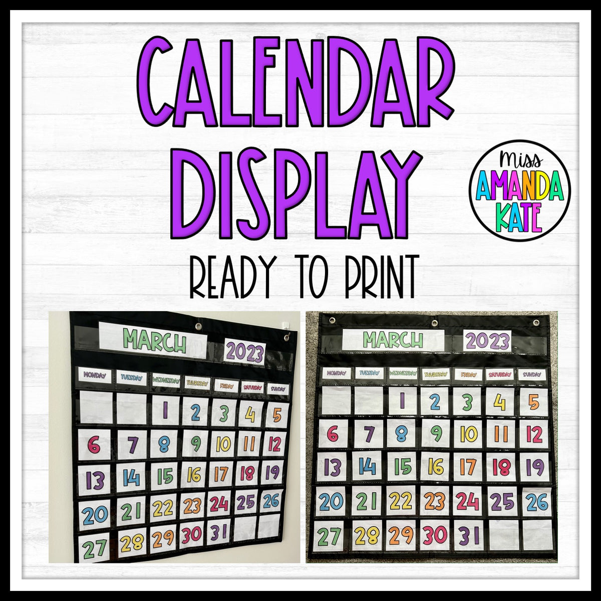 Classroom Calendar Display - DIGITAL DOWNLOAD – Miss Amanda Kate